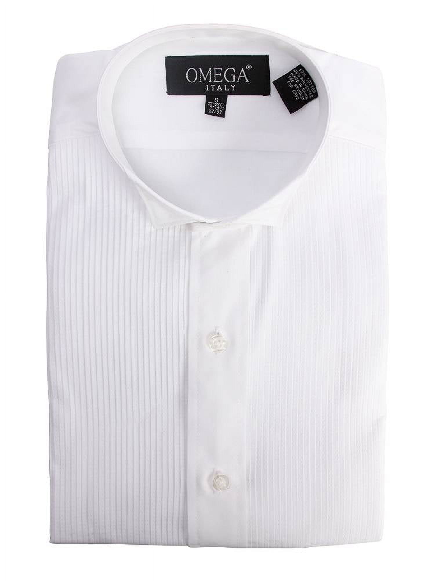 Omega Mens 1/8 inches Pleat Tuxedo Dress Button Down Shirt, M34/35 ...