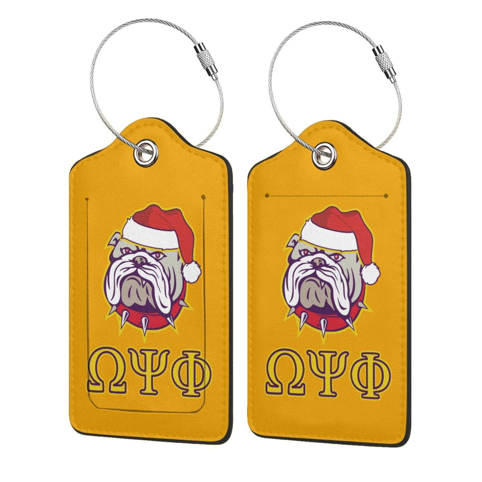 Omega Psi Phi 2 Pack Luggage Tags Pu Leather Baggage Tag Privacy Cover ...