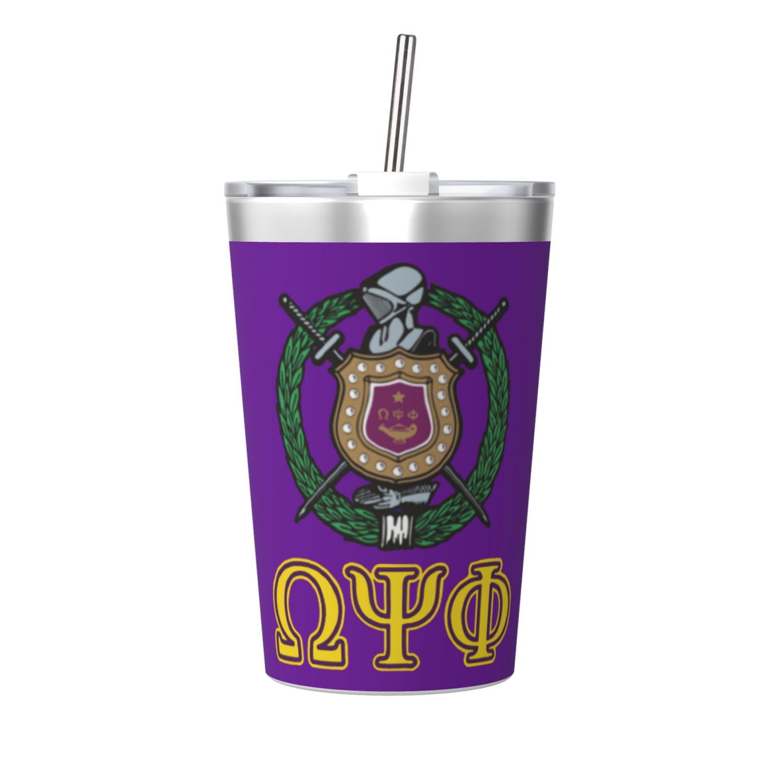 Omega Psi Phi Thermos With Conical Straw Double-Wall Vacuum Tumbler ...