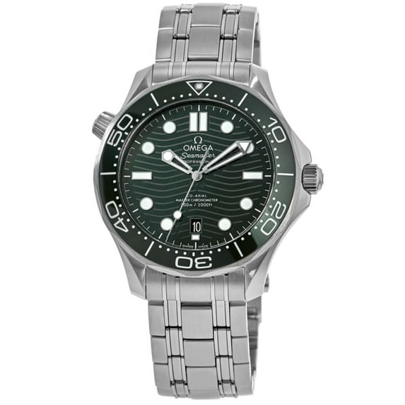 Omega Seamaster Diver 300M Green Dial Steel Bracelet Men's Watch 210.30 ...