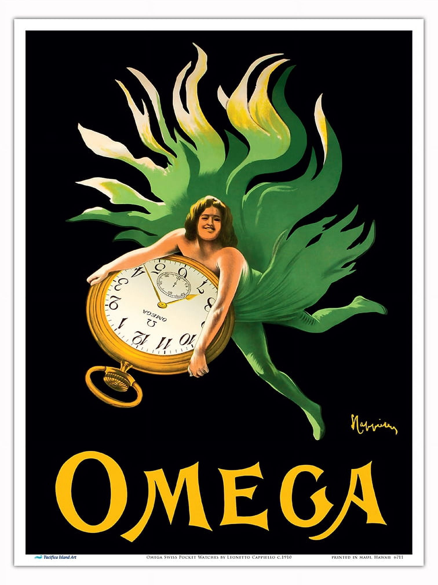 Omega Swiss Pocket Watches - Vintage Advertising Poster by Leonetto ...