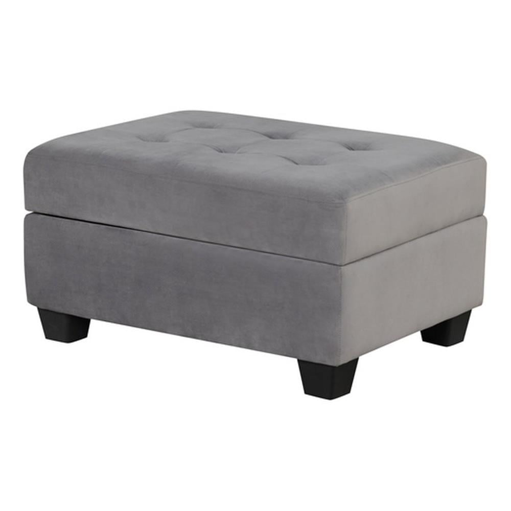 Omega Velvet Upholstery Contemporary Ottoman with Storage Made with ...