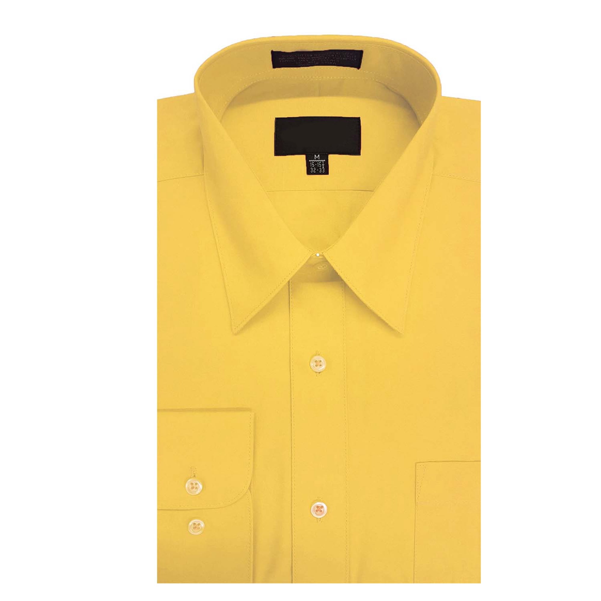 Yellow Long Sleeve Dress Shirt, 60% Cotton / 40% Polyester, S - Walmart.com