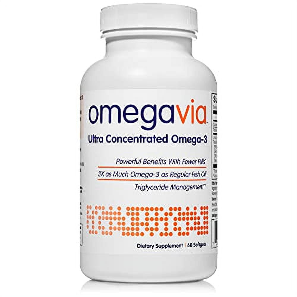 OmegaVia Ultra Concentrated Omega 3 Fish Oil, 60 Burpless Pills, High ...