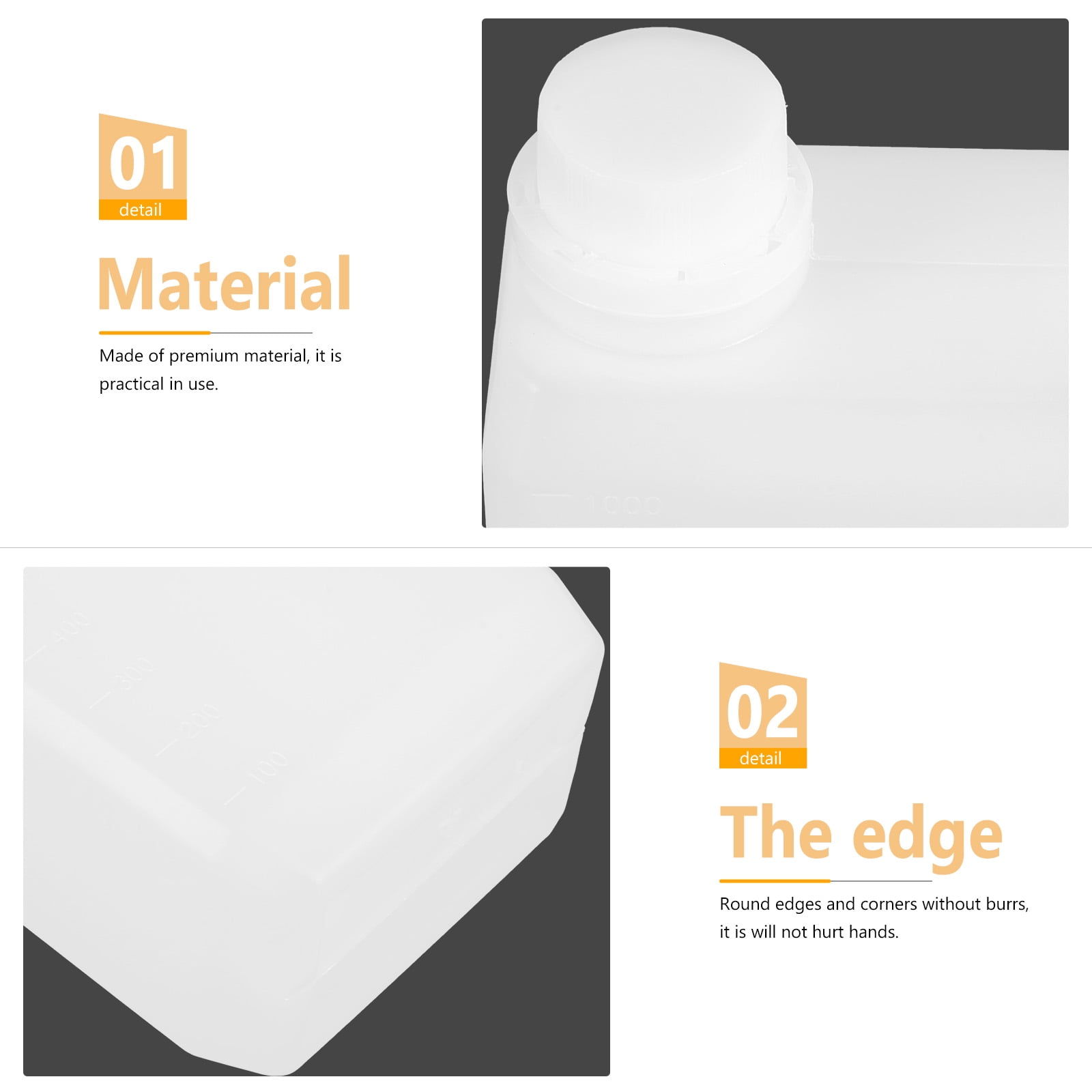 Omeite 1L HDPE side mouth bottle 1000ml food grade flat bottle acid and alkali resistant water ...