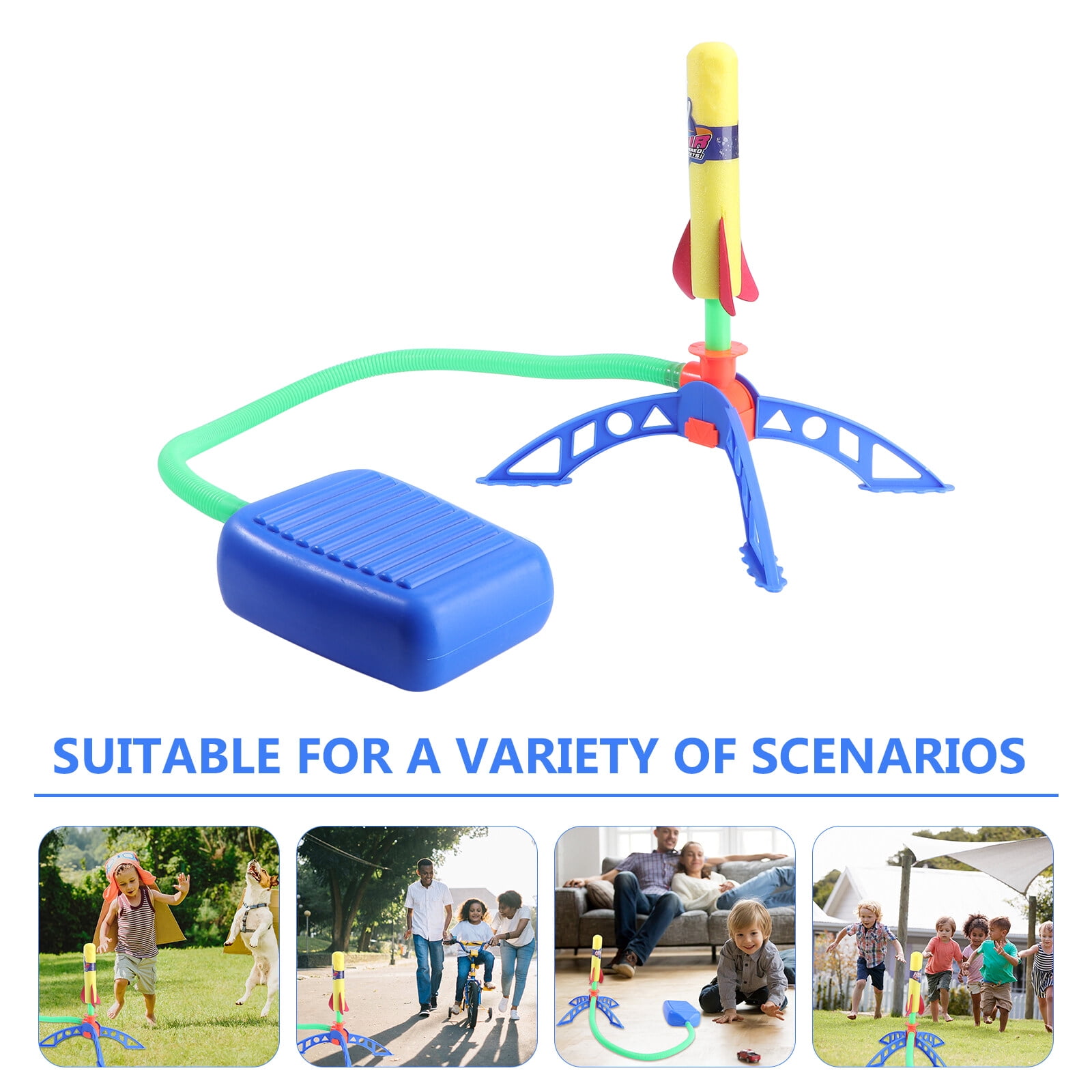 Omeite Air powered pedal rocket toy (rocket set with 3 ordinary rockets ...