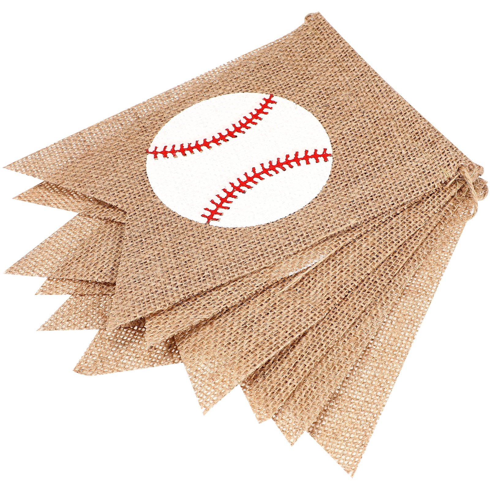 1 Set Sports Themed Swallowtail Banners Baseball Pattern Garlands Linen ...