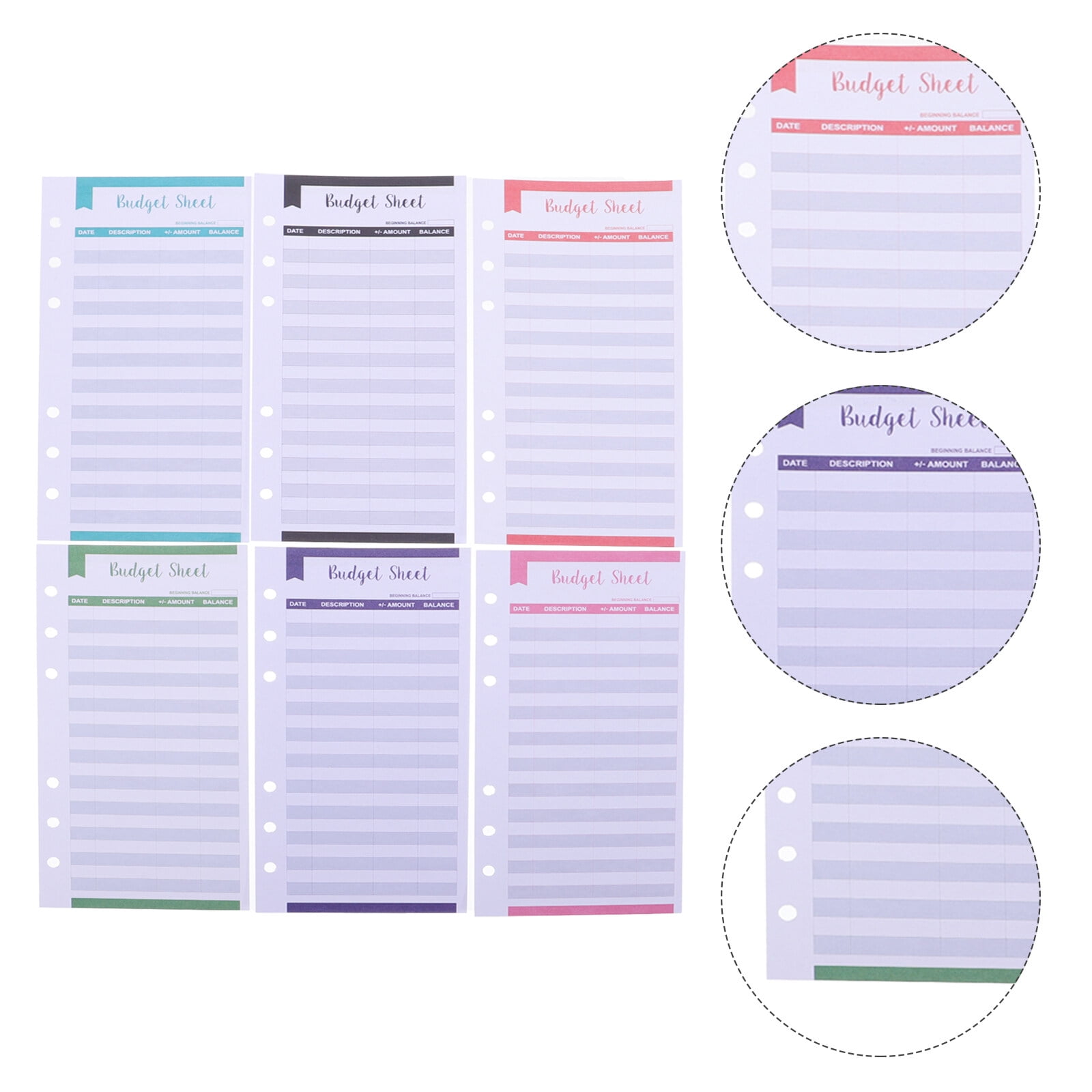 Omeite Budget Cards Six Colors With Holes Cash Plan Consumption Card ...