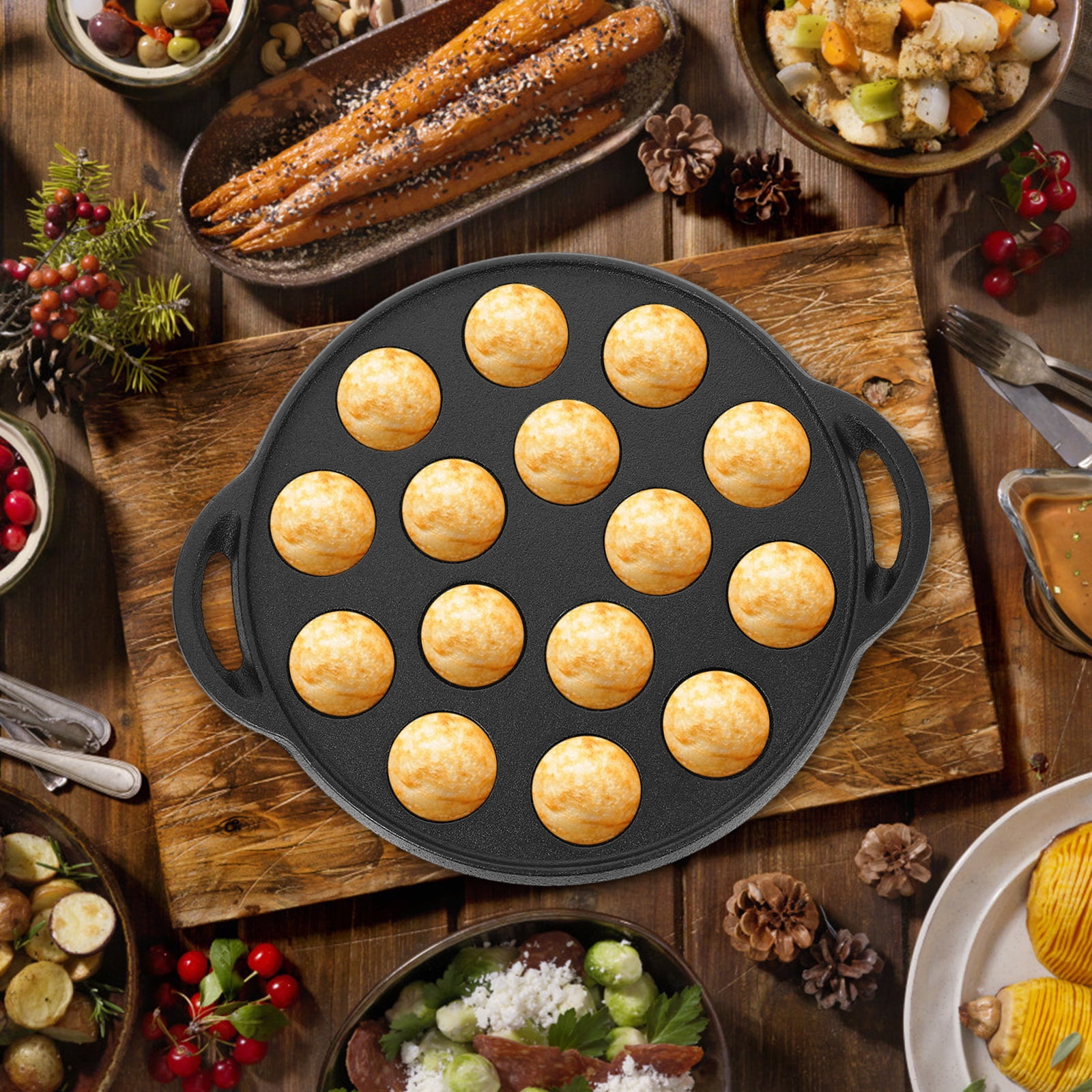 Omeite Cast iron thick frying snail plate meatball (15 holes) - Walmart.com