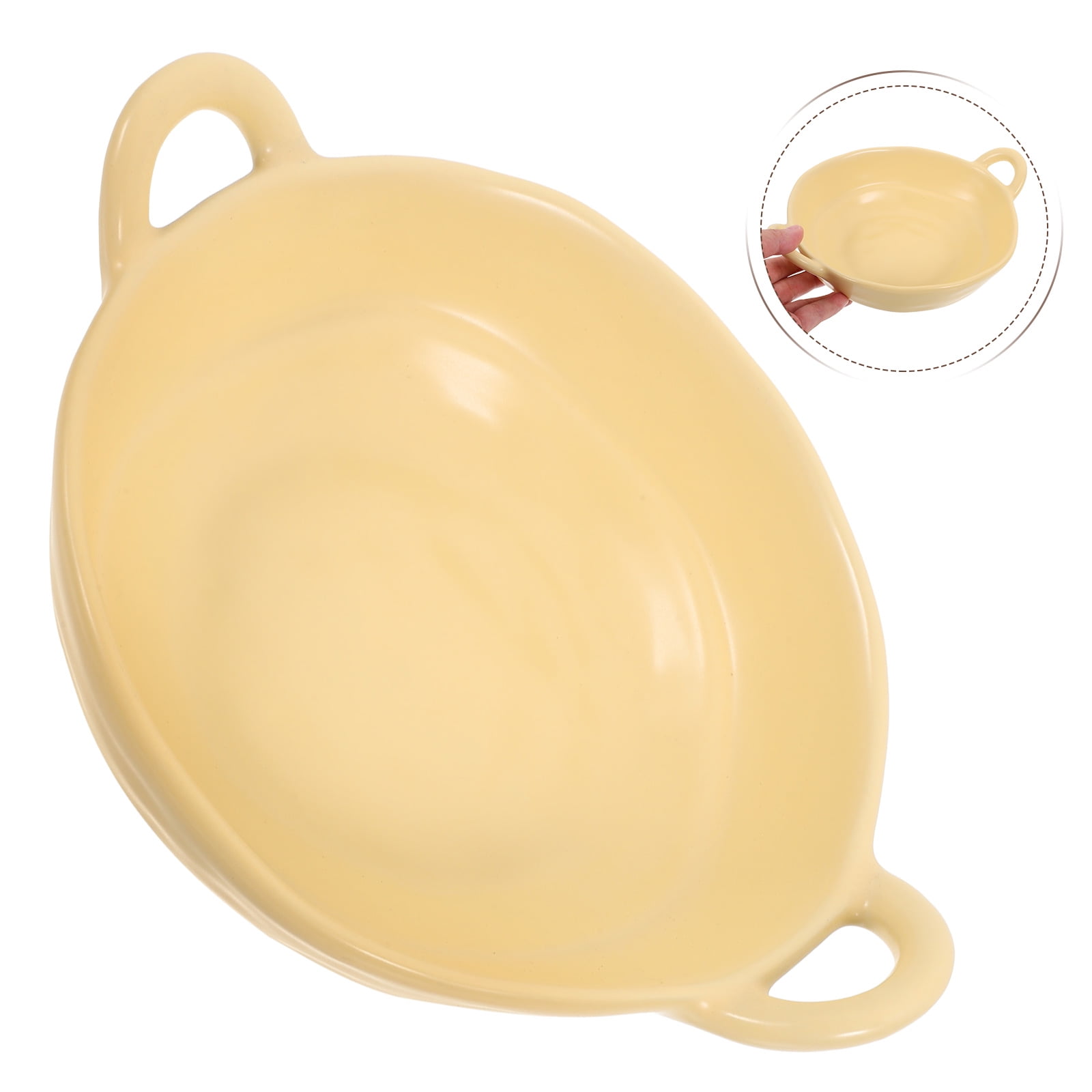 Omeite Ceramic Hammer Pattern Soup Bowl Retro Double-Handled Ramen ...