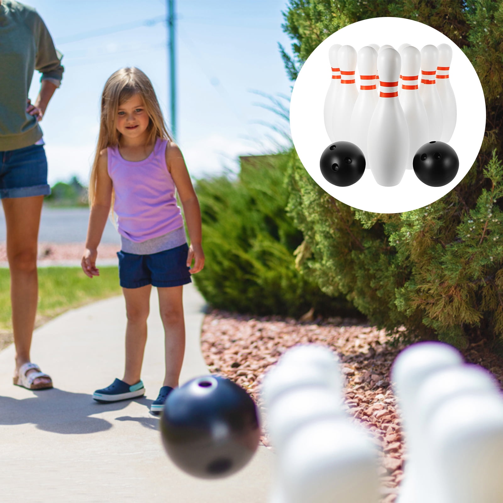 Omeite Children's toy large bowling set (10 bowling pins white + 2 ...