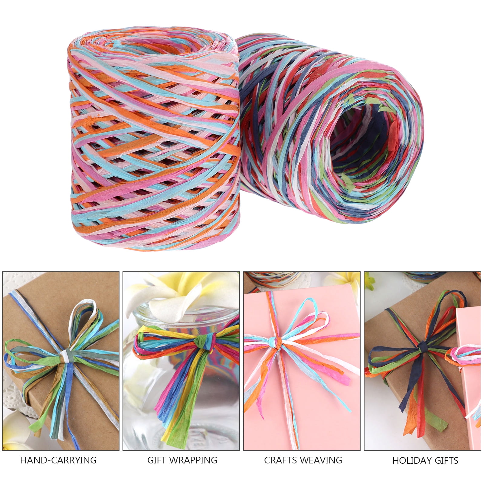 Omeite Colored raffia paper gift wrapping tape 200 meters hand-woven ...
