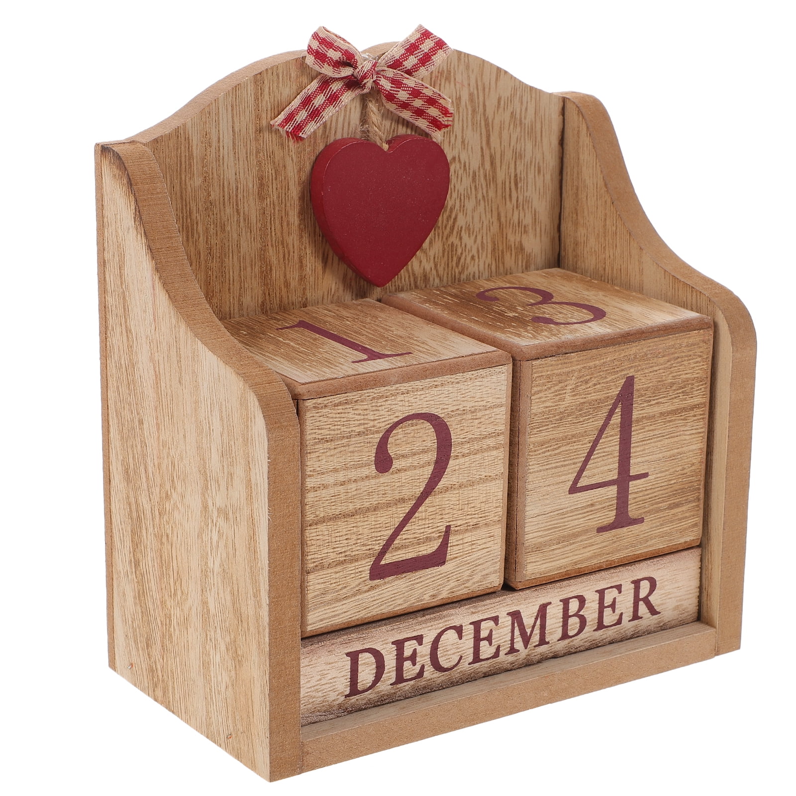 OUNONA Desktop Wooden Cubes Calendar Decorative Wooden Desk Calendar ...