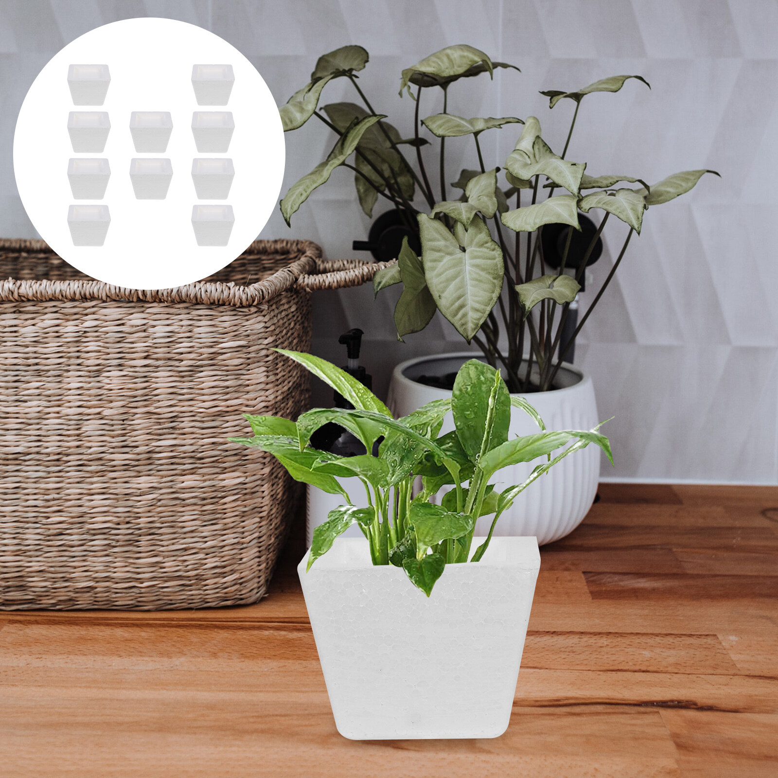 Omeite Foam square flower pot pad 8cm bonsai base solid white embryo ...