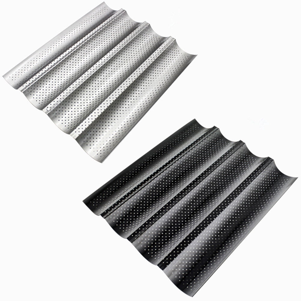Omeite French Bread 4 Slot Wave Baking Tray Rack (Silver) - Walmart.com