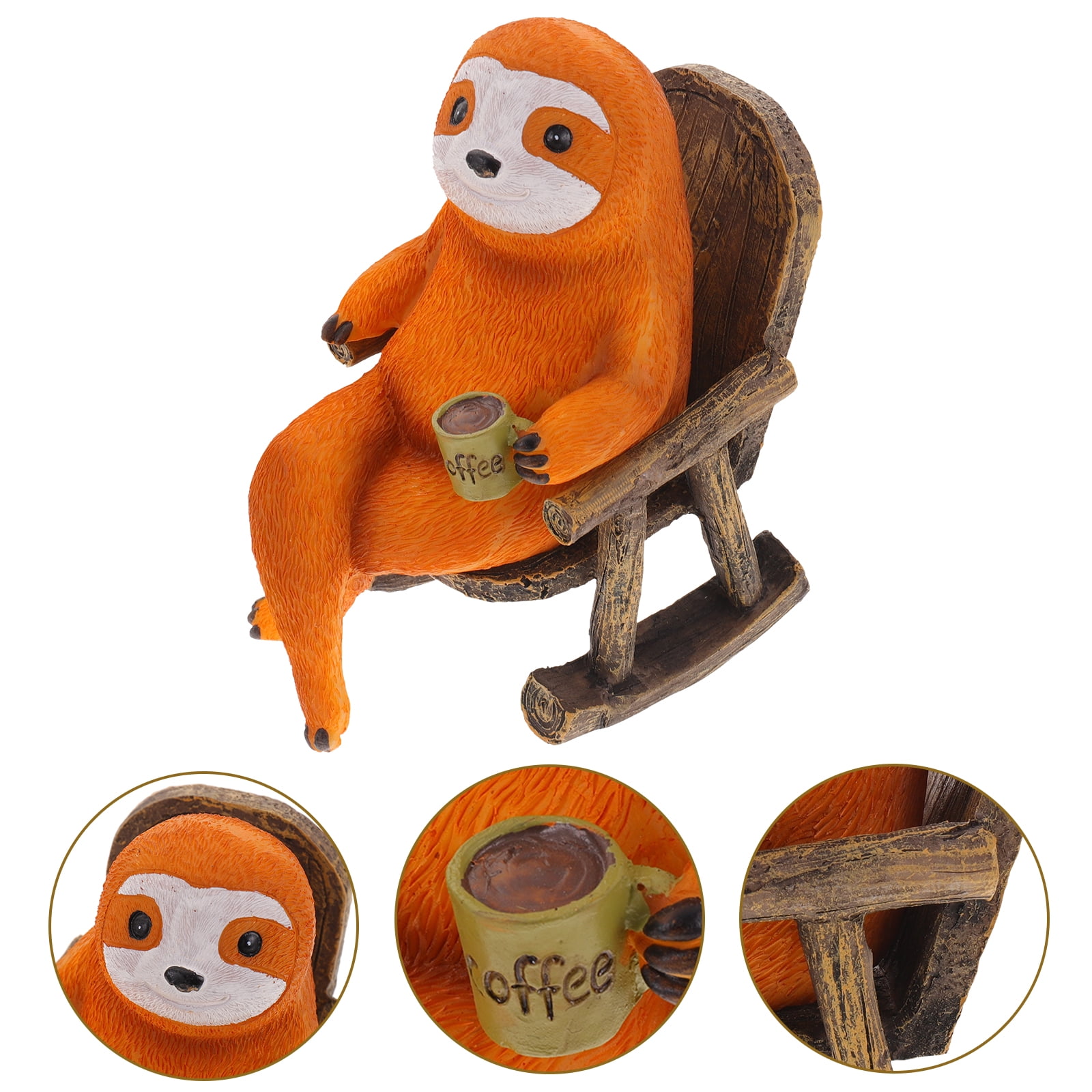 OUNONA Garden Rocking Chair Sloth Statue 2pcs Garden Resin Sloth Decor ...
