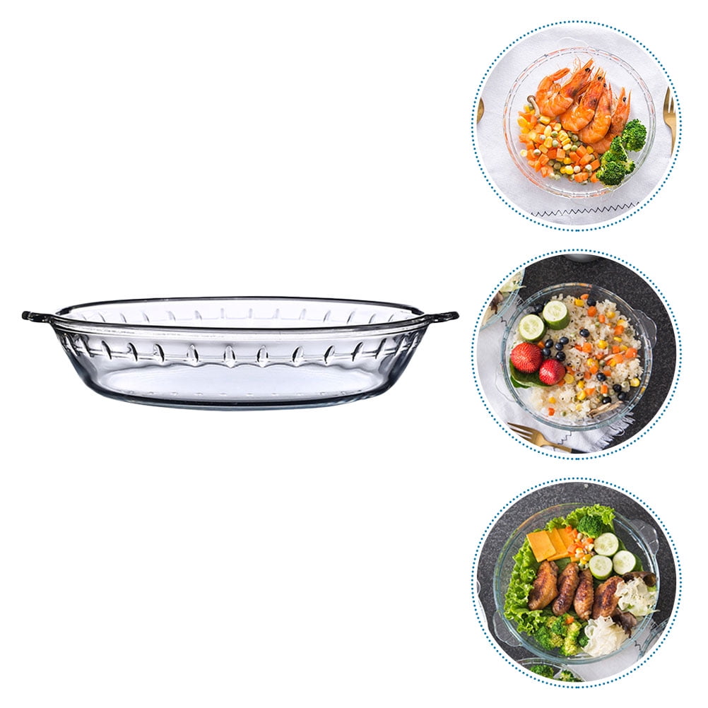Omeite Glass baking tray transparent dish household round high ...