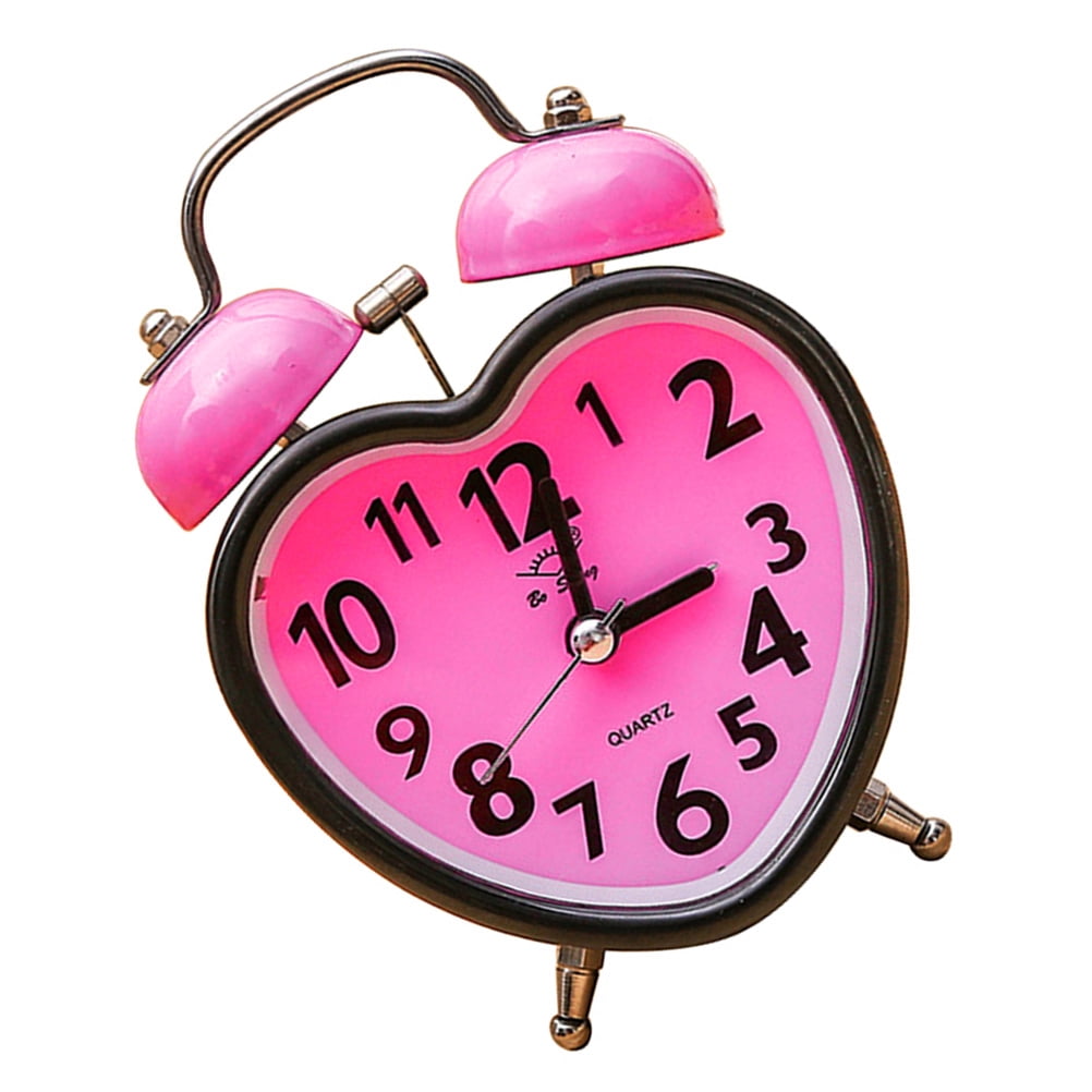 Omeite Heart-shaped double bell lazy alarm clock (heart-shaped pink ...