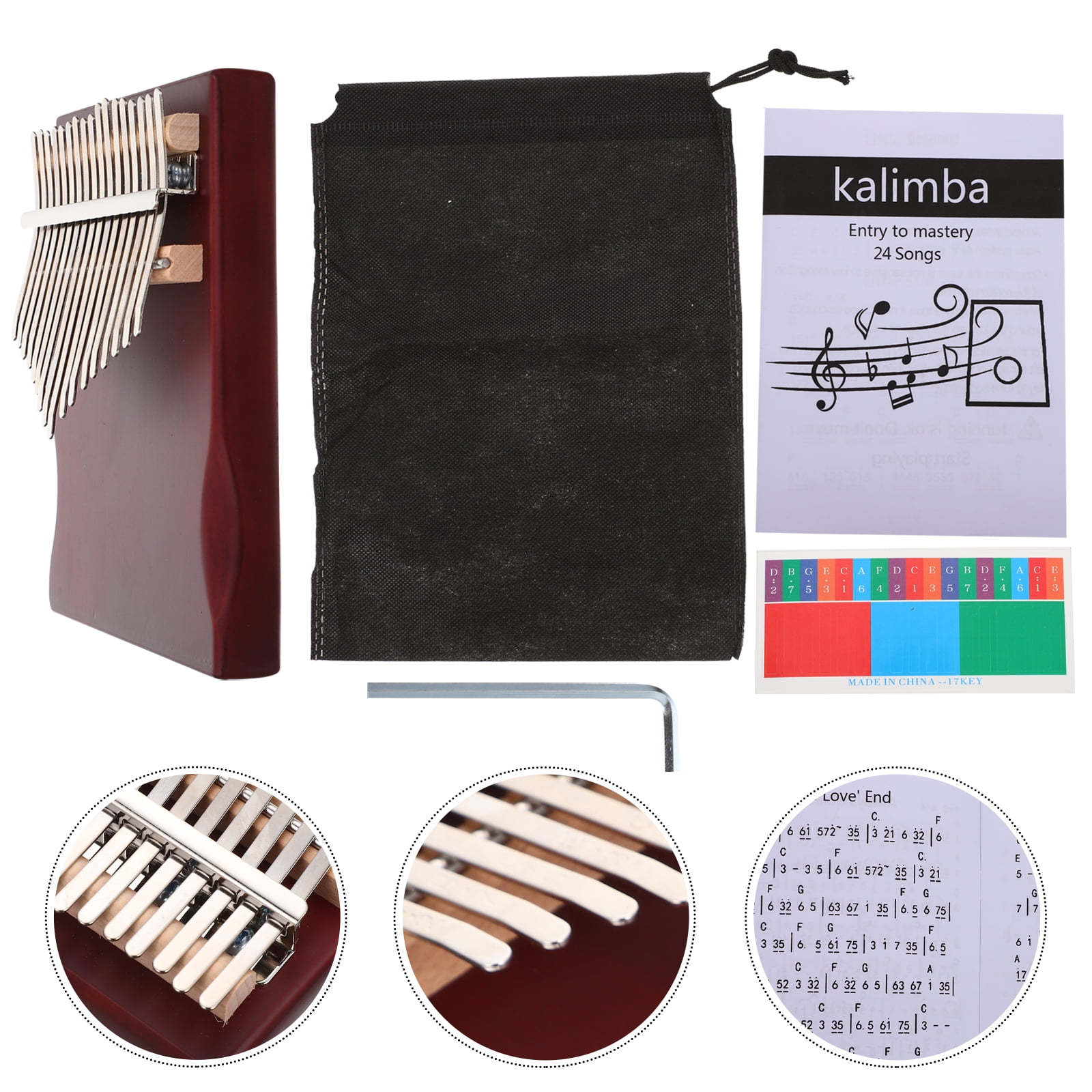 OUNONA Practical Metal Kalimba 17-tone Thumb Piano for Home Use Multi ...