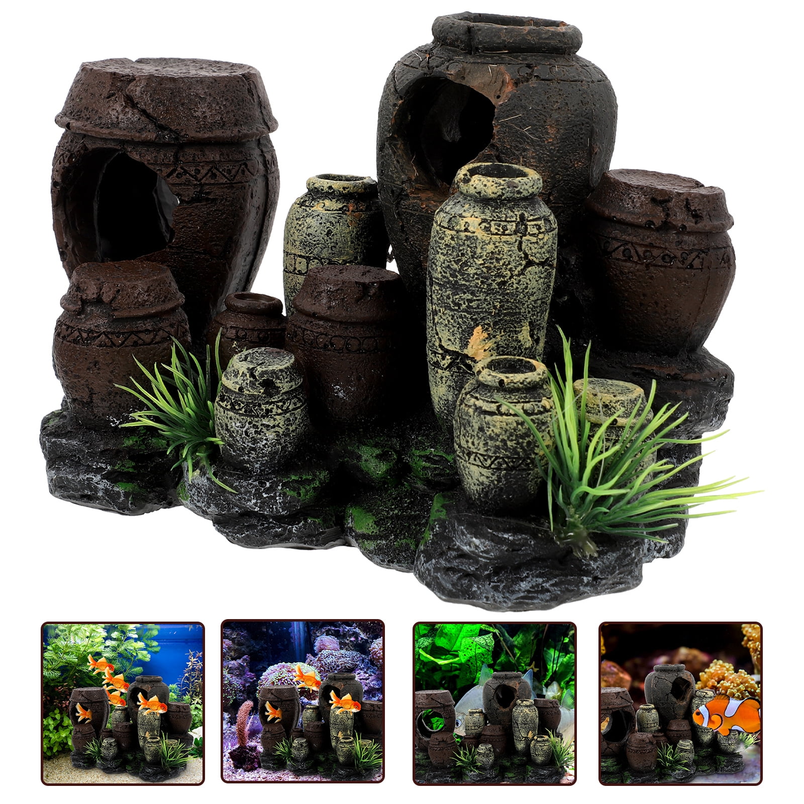 Omeite Landscaping creative jar fish hide castle decorative ornaments ...