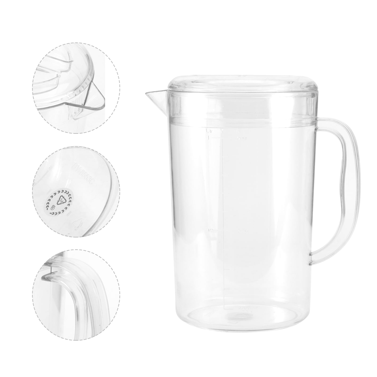 Omeite Large cup jug with lid PC beverage juice jug cold water jug ...