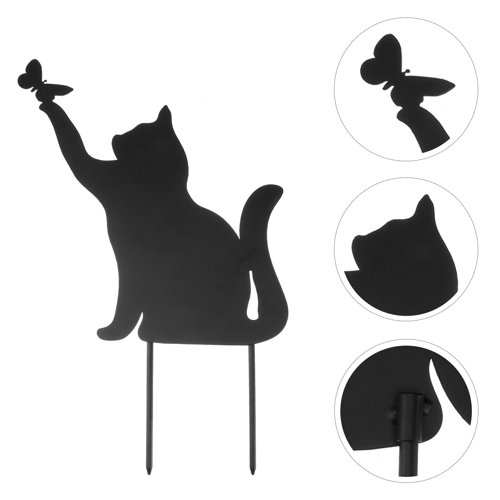 Omeite Outdoor Garden Courtyard Wrought Iron Cat Art Decoration (Black ...