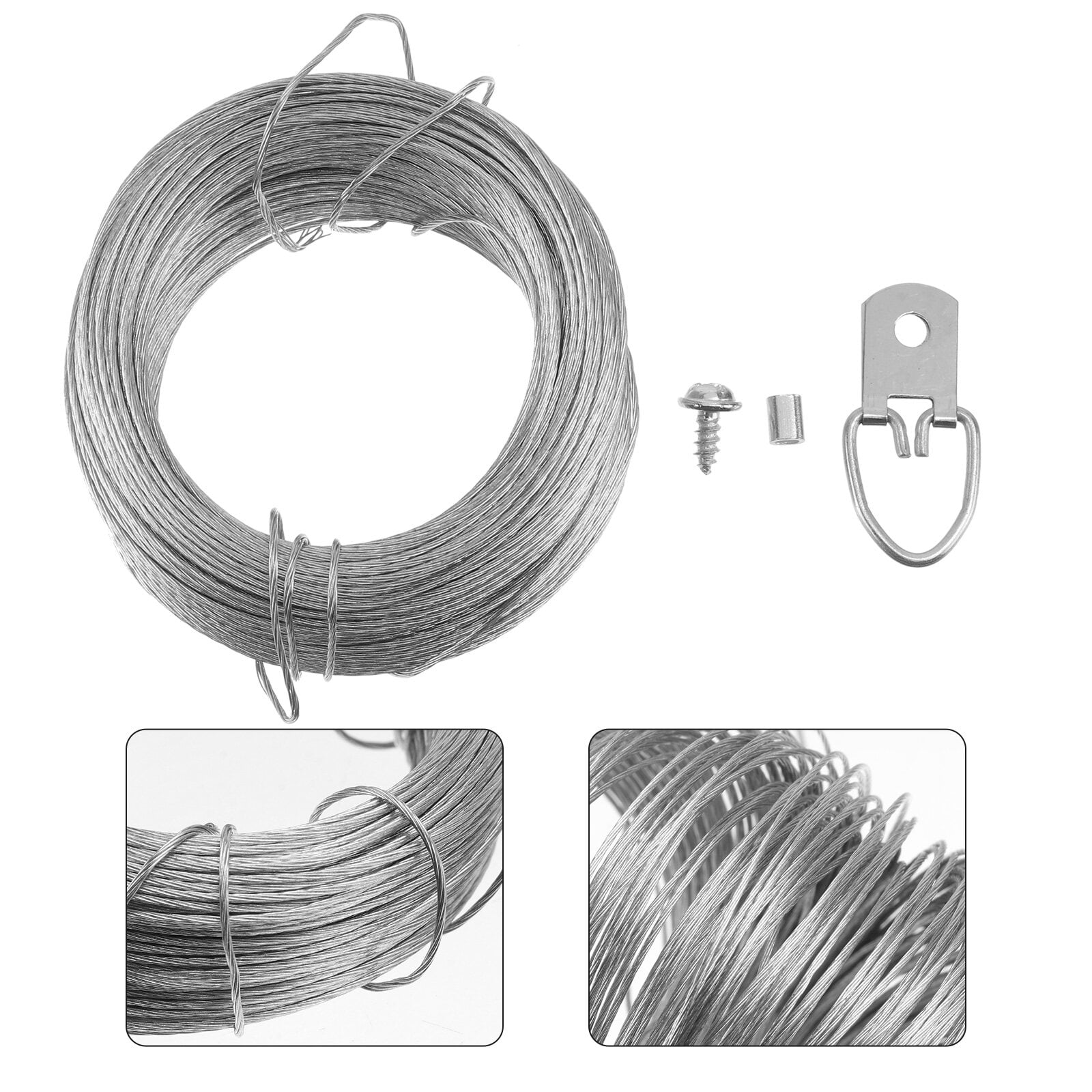 Omeite Picture frame hanging wire rope hook set (20 meters of wire rope ...