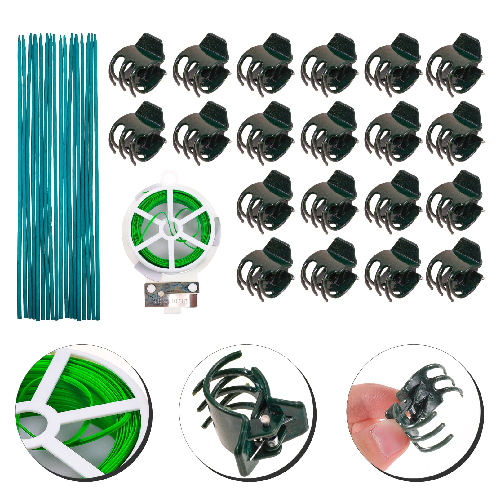 Omeite Plant support bamboo pole orchid clip set garden plant clip (set ...