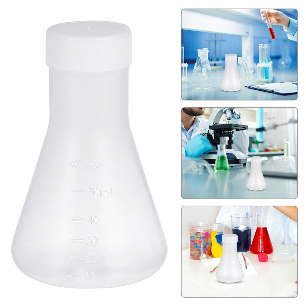 Transparent Plastic Erlenmeyer Flask for Lab Use with Standard Scale ...
