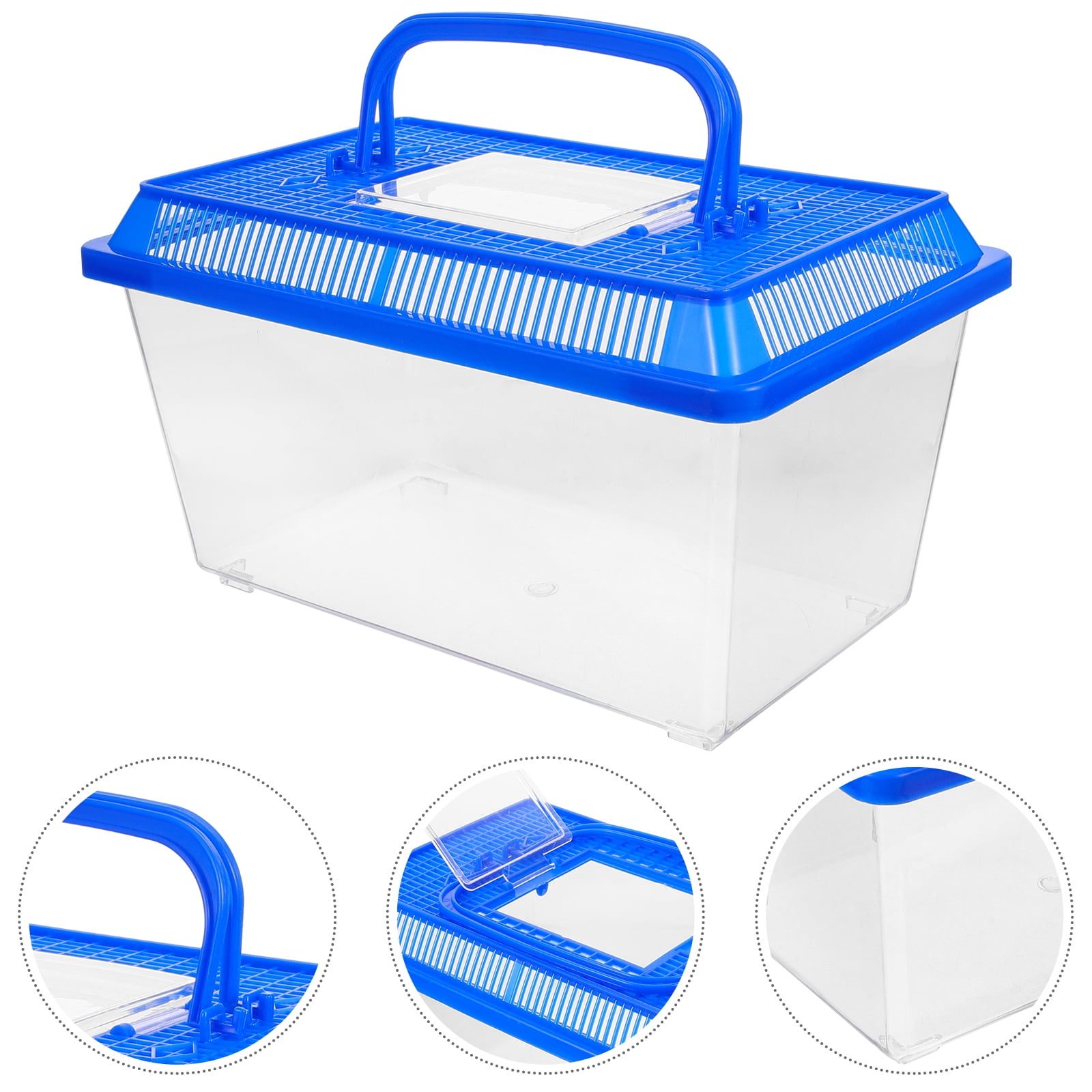 Omeite Portable goldfish tank with lid for household large reptile ...