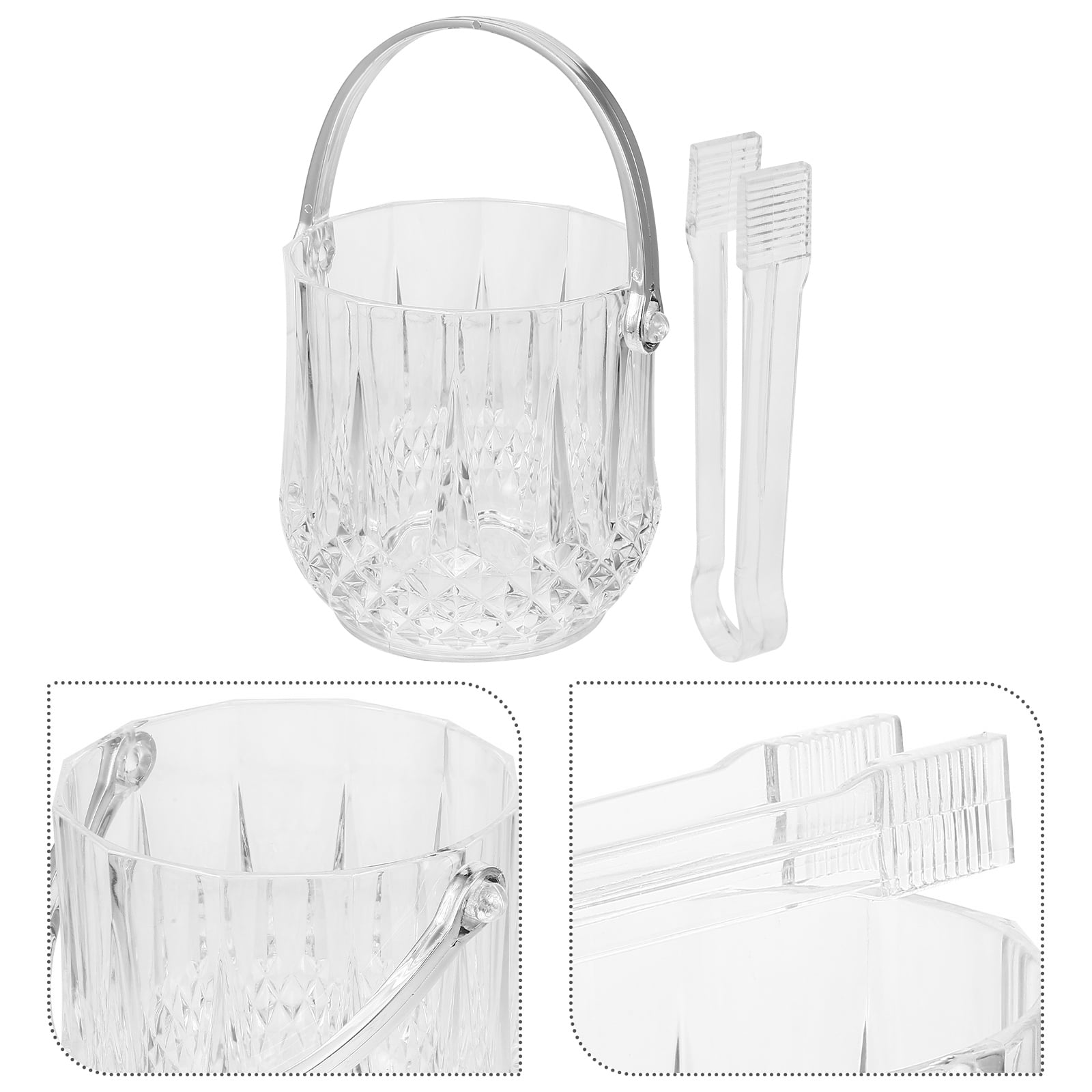 Omeite Portable ice bucket diamond crystal ice bucket plastic ice clip ...