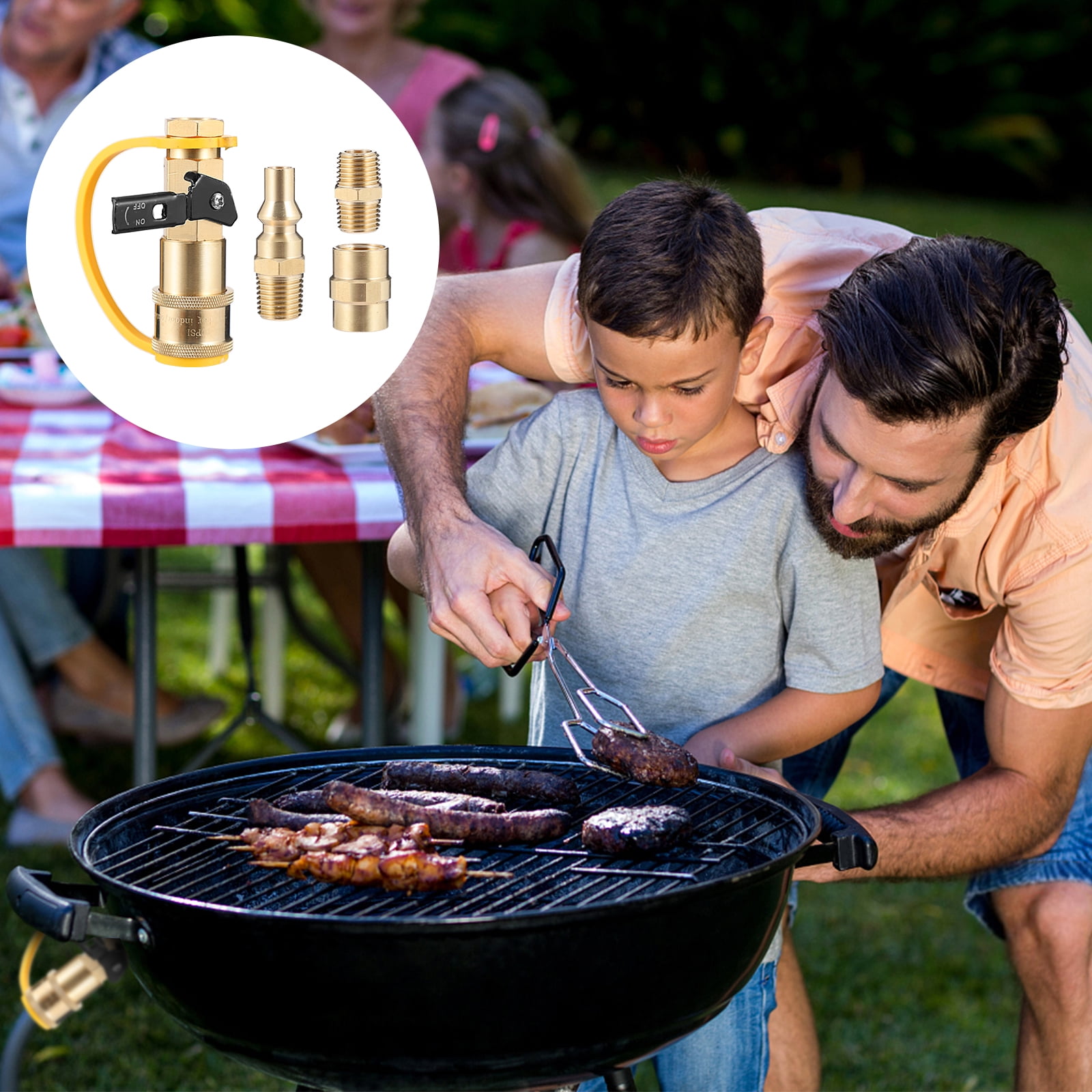 Omeite RV Propane Quick Connect Adapter 1/4 Inch Shutoff Valve for ...