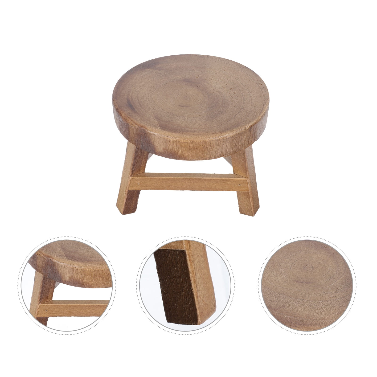 Omeite Round solid wood small round stool green plant green radish low ...