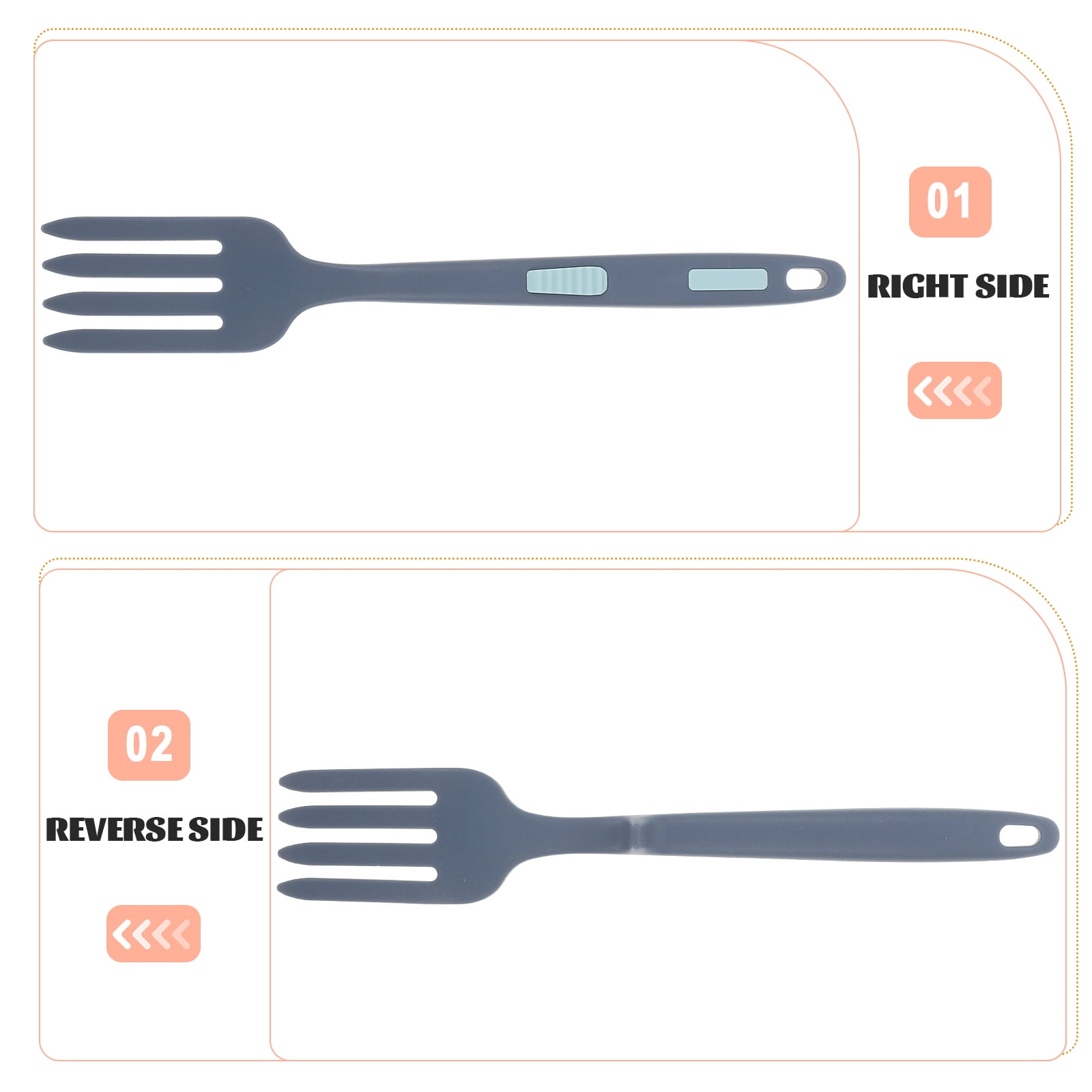 Omeite Silicone cooking fork pasta fork fried noodle fork (dark blue ...