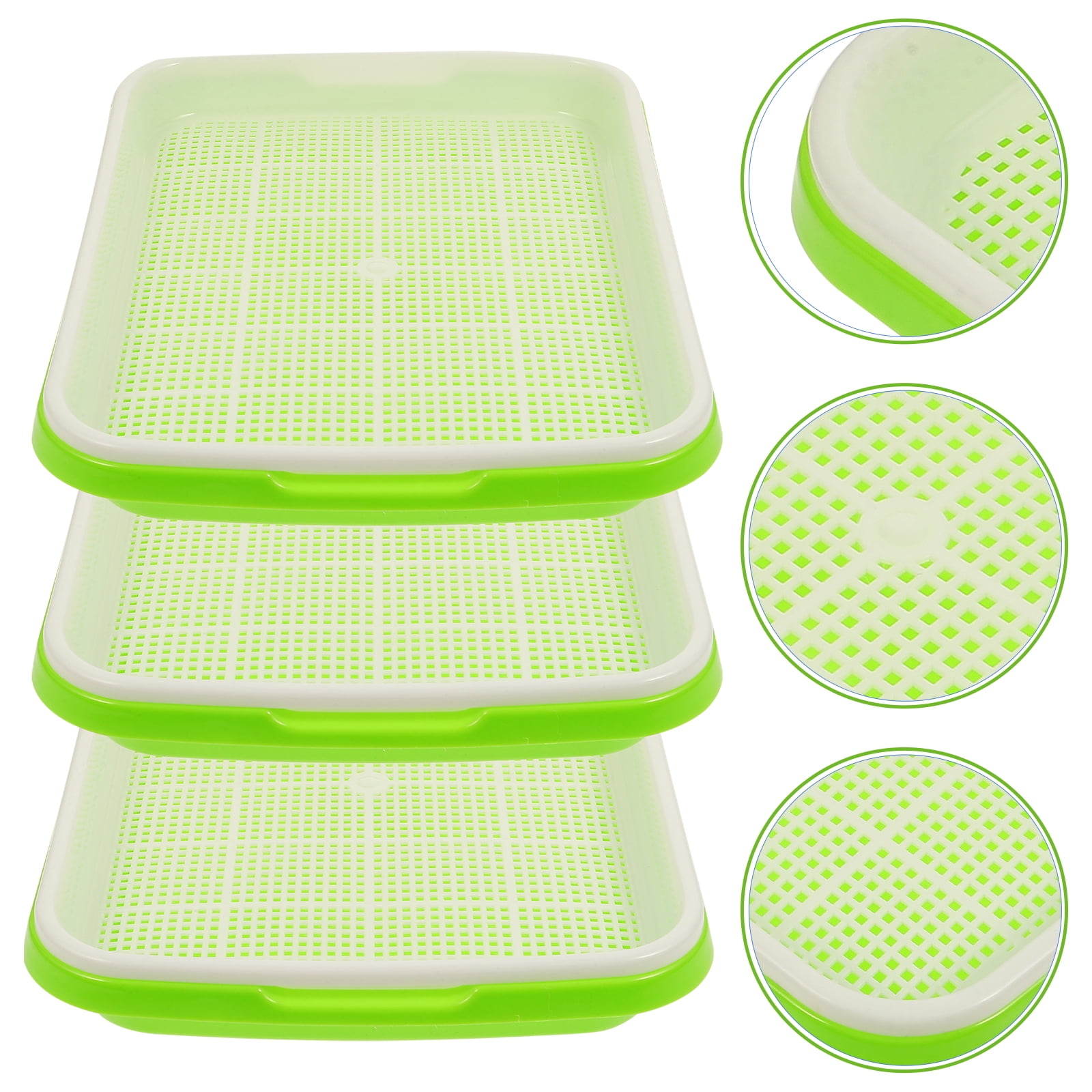NIYANGLE Indoor Planting Trays Hydroponic Germinating Tray Green 3Set ...