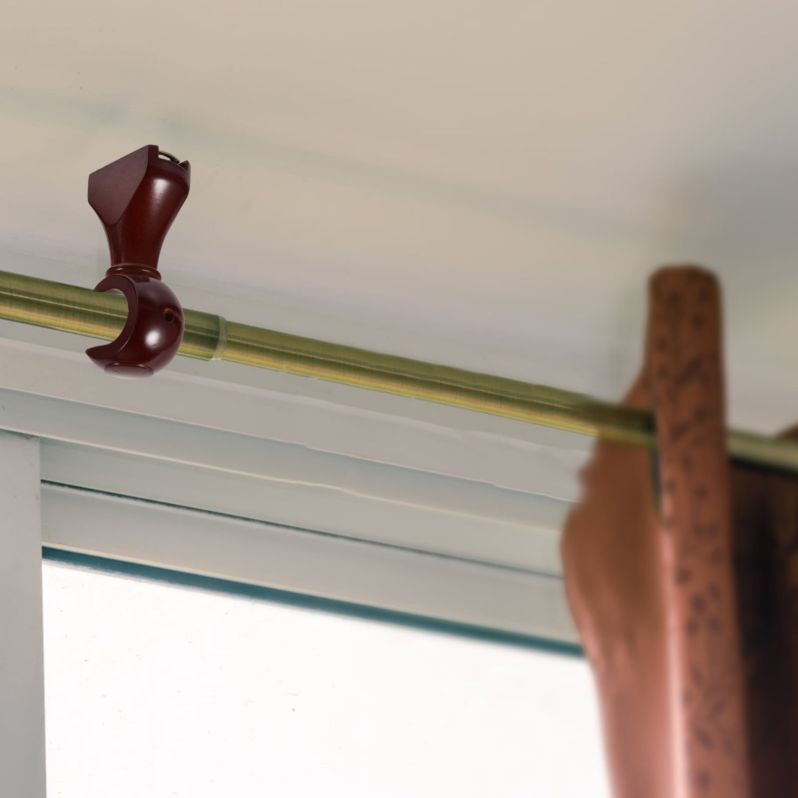 Omeite Solid wood curtain rod Roman rod curtain track accessories ...