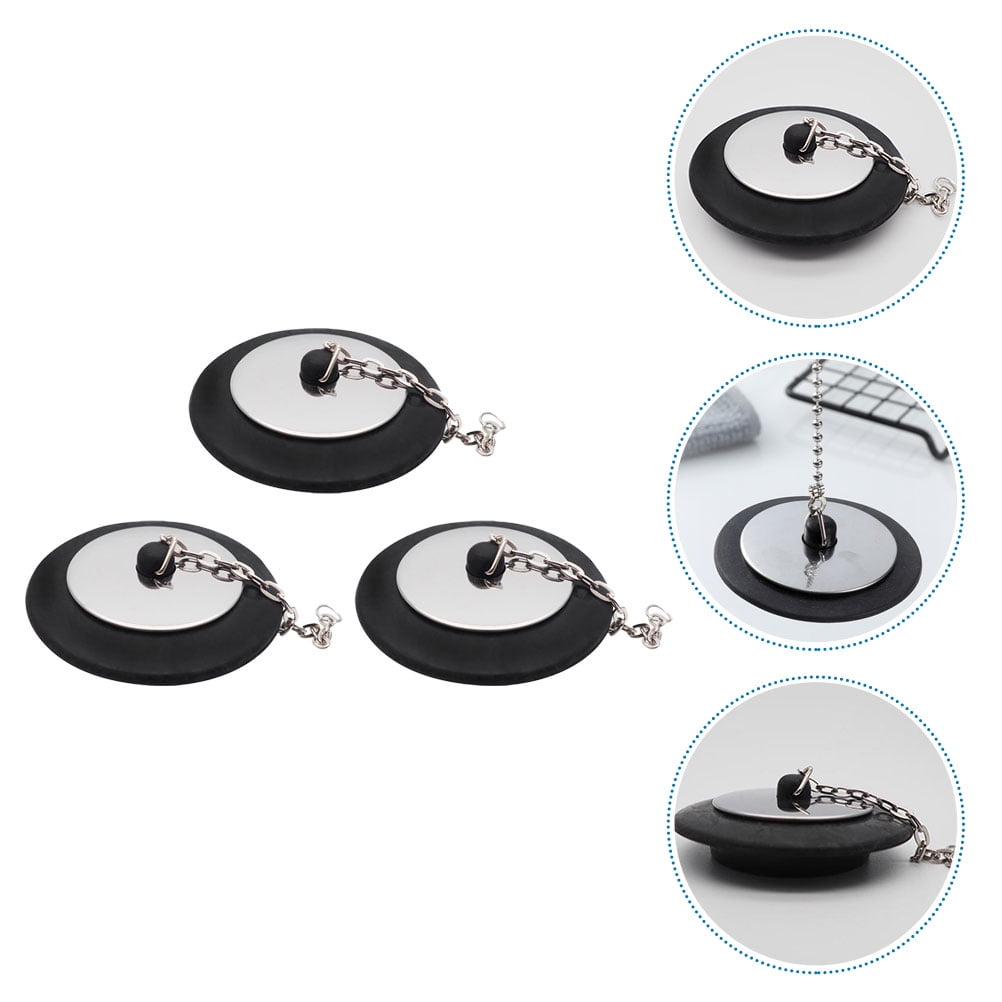 OUNONA Silver Rubber Bathtub Drain Plug with Chain for Home Use ...