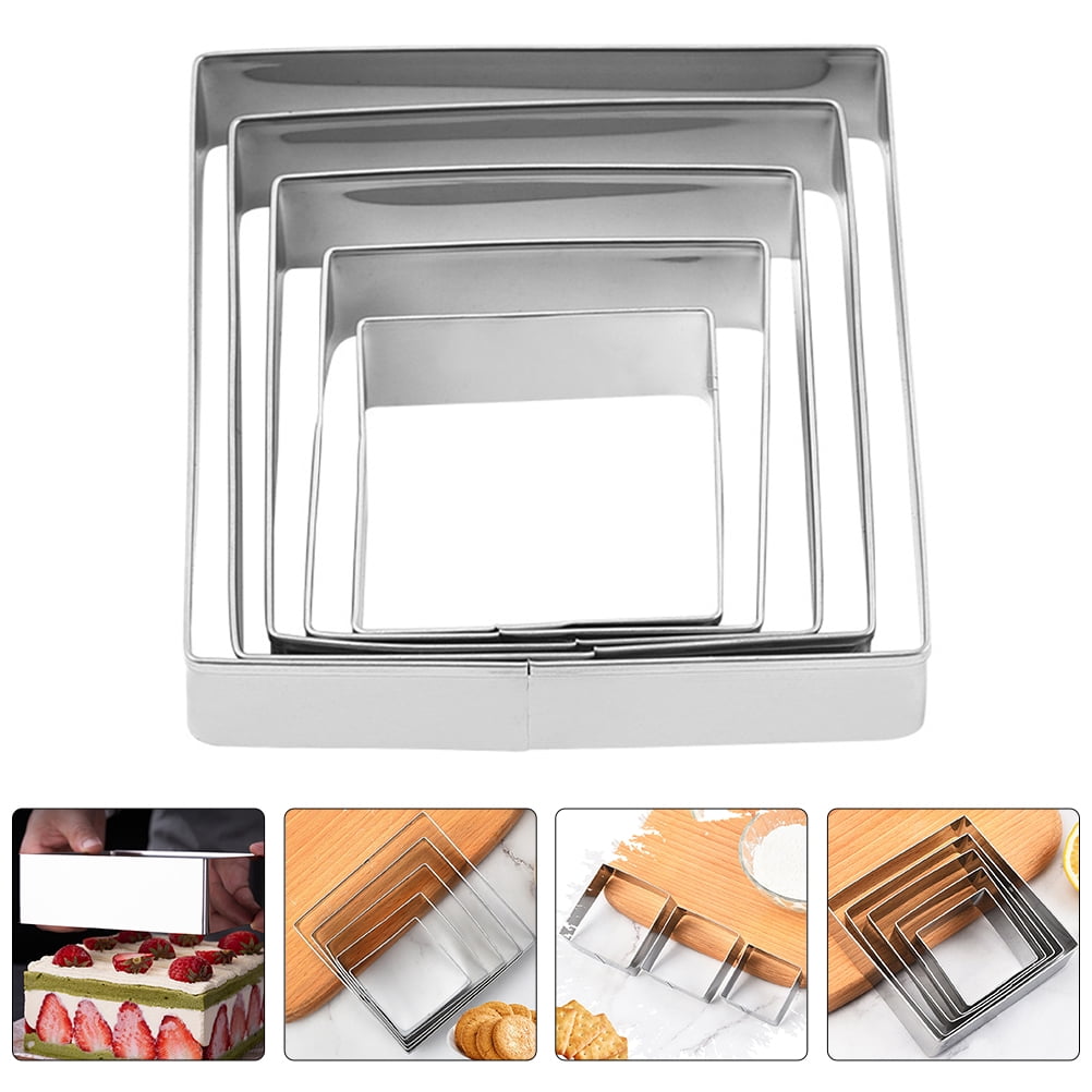 Omeite Stainless Steel Square Cookie Cutter Baking Tool Set 5-Piece Set ...