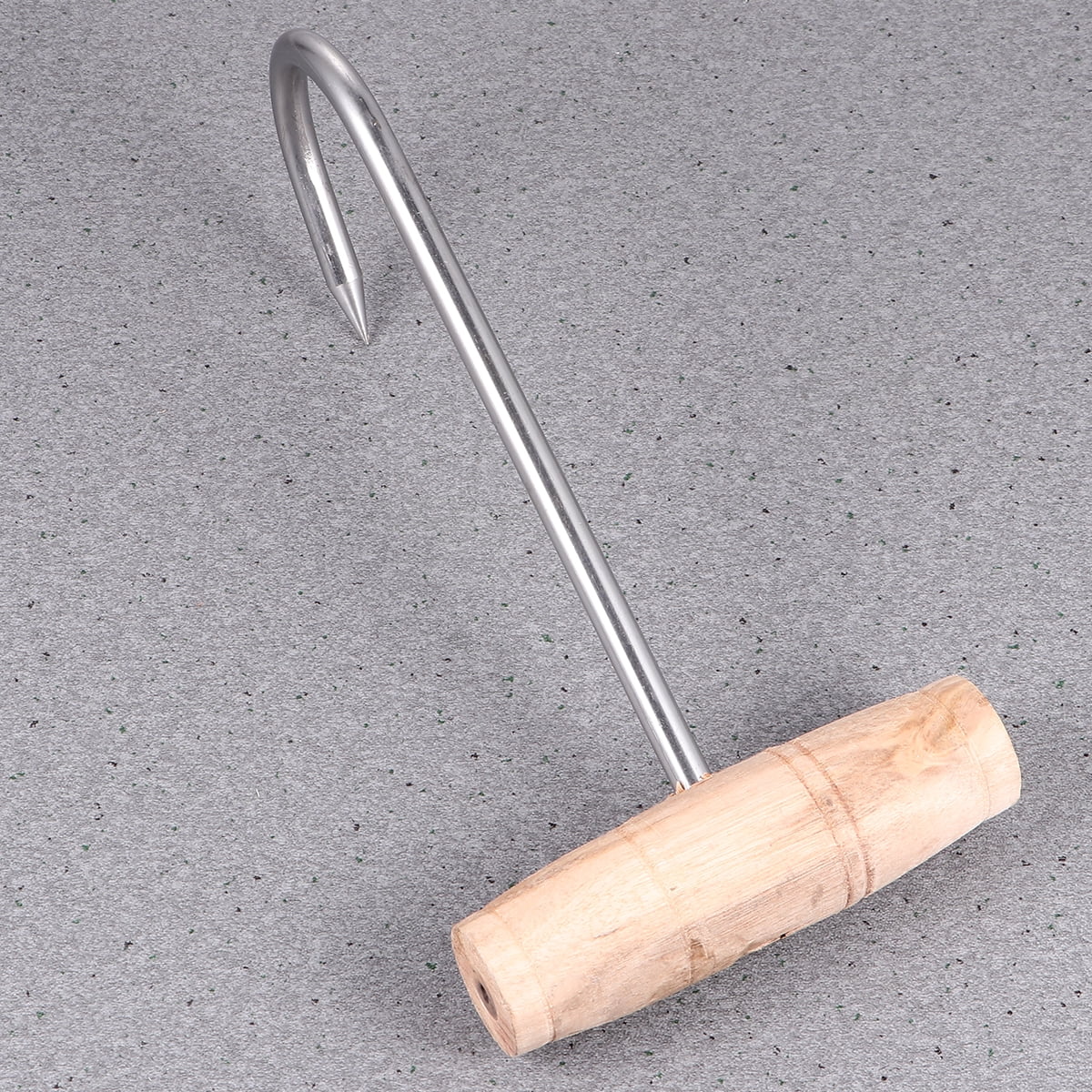 Omeite Stainless steel short handle pork hook roast T-hook (wooden ...