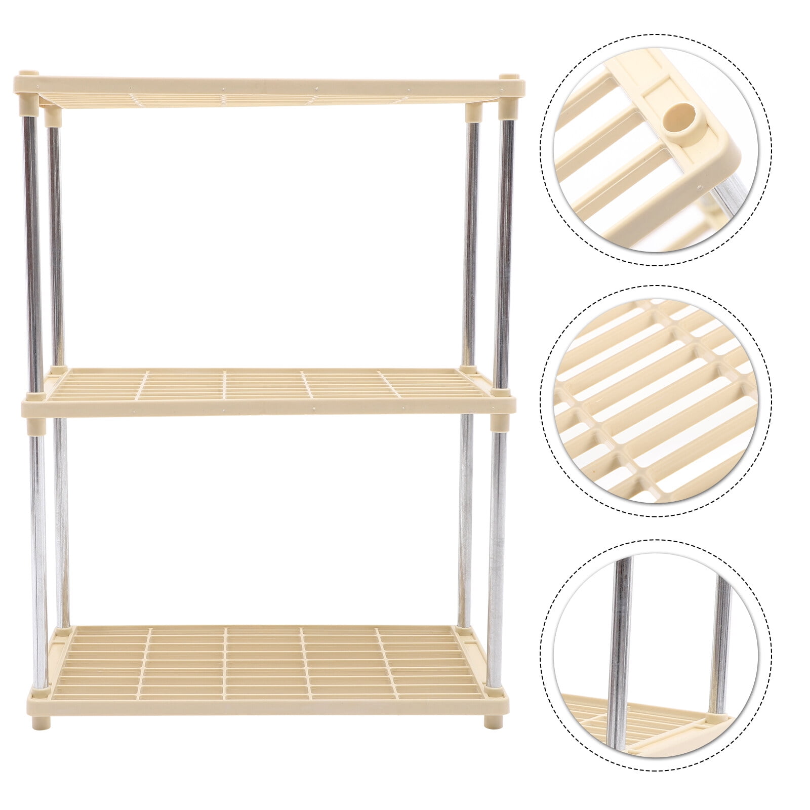 Omeite Three-layer plastic floor storage rack (beige) - Walmart.com