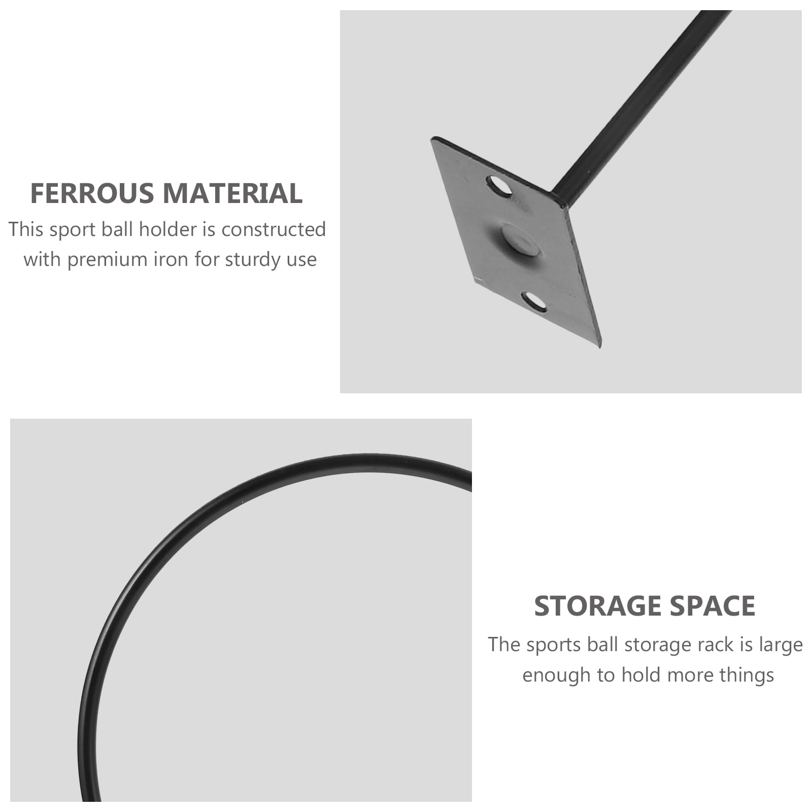 Omeite Wall ball bracket basketball football display stand 5pcs (black wall mounted 5cm ball ...