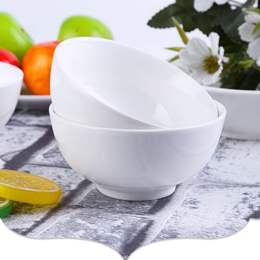 Omeite White ceramic rice bowl (fine quality porcelain 4 inches) 6pcs ...