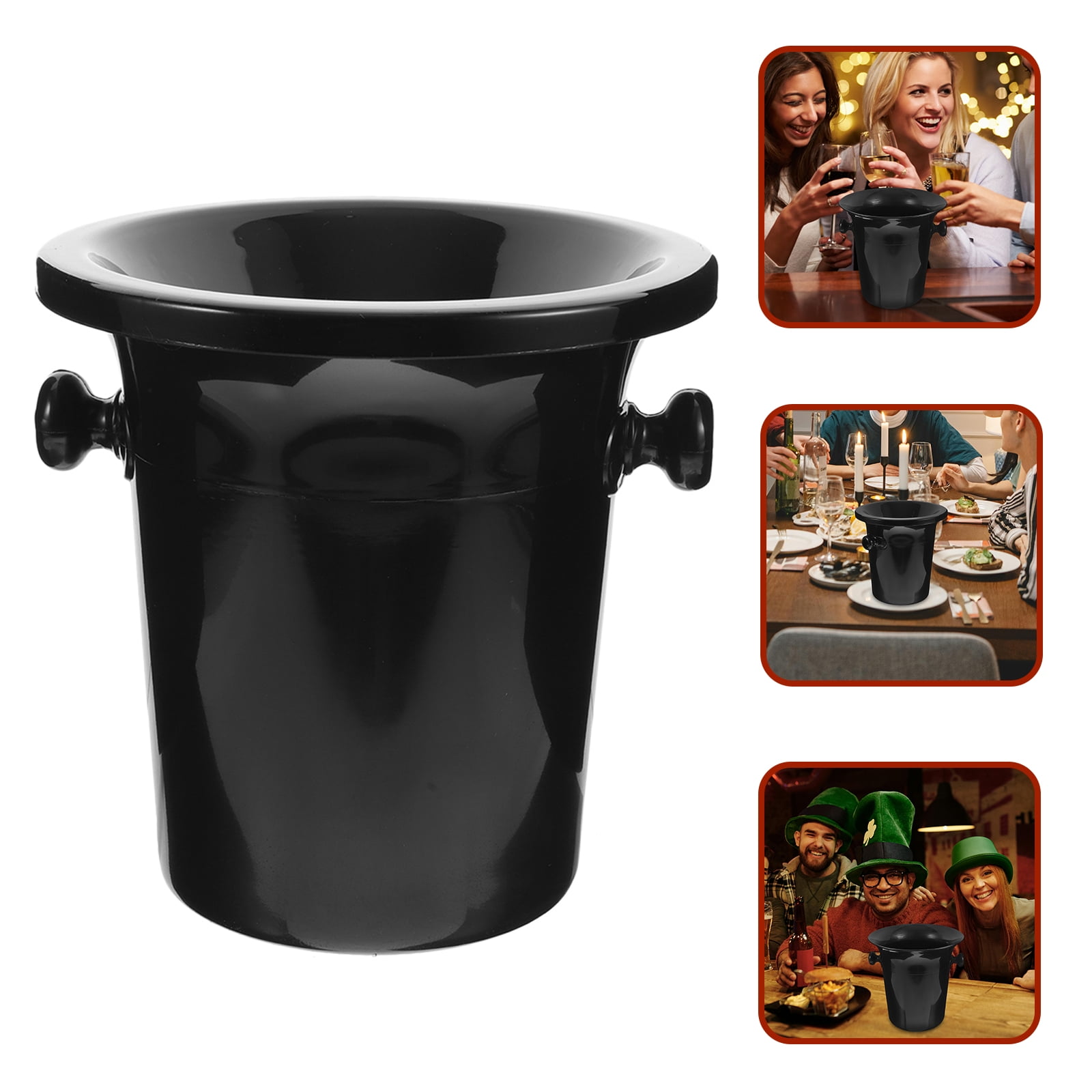 Omeite Wine black spit bucket round double handle western style PP spit ...