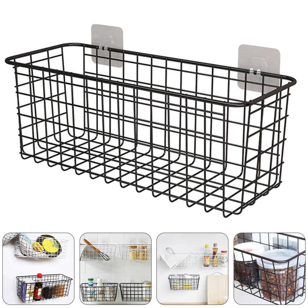 Omeite Wrought iron wall rack kitchen storage basket hanging basket ...