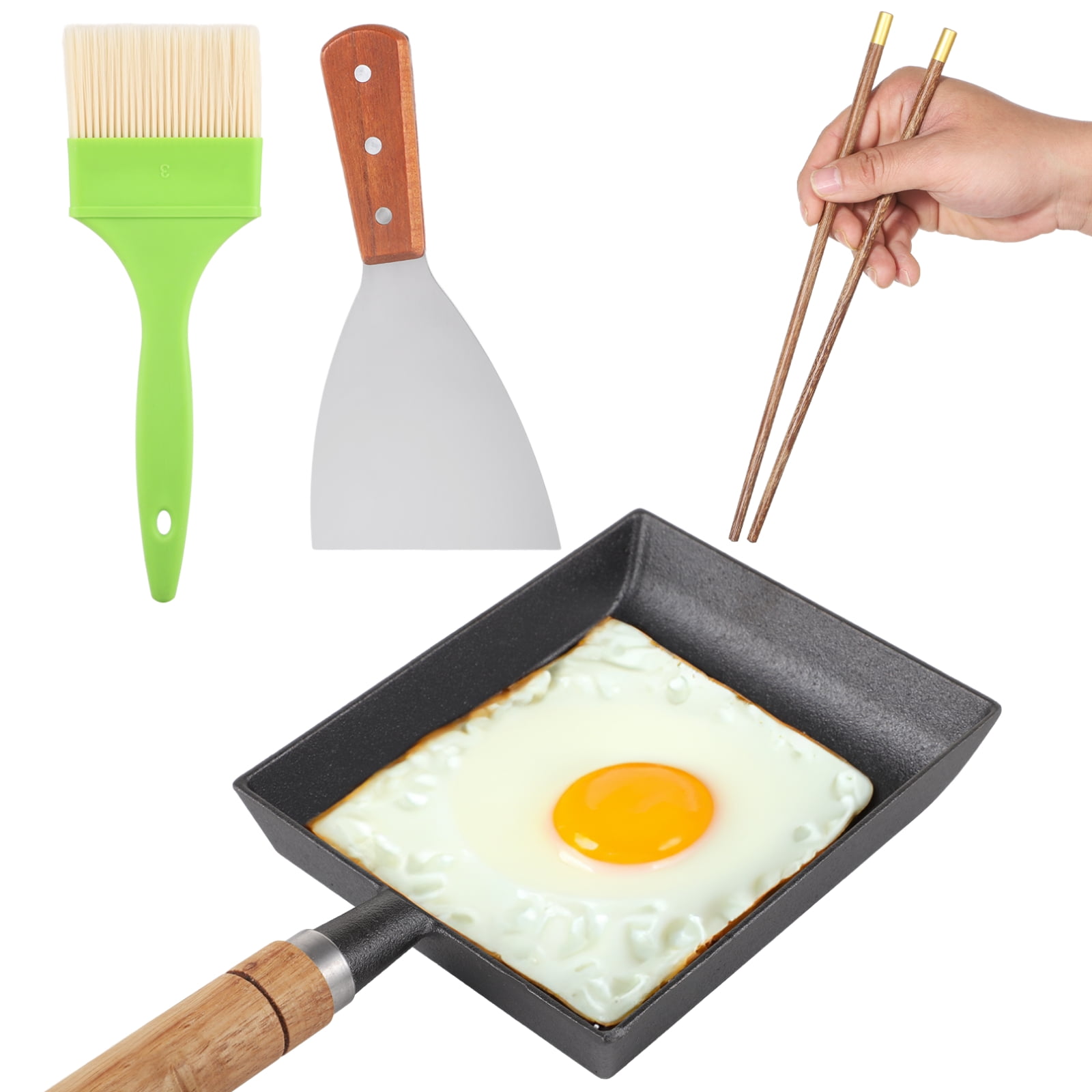 Omelette Cast Pan Kit, Tamagoyaki Pan Cast Iron Maker, Rectangular ...