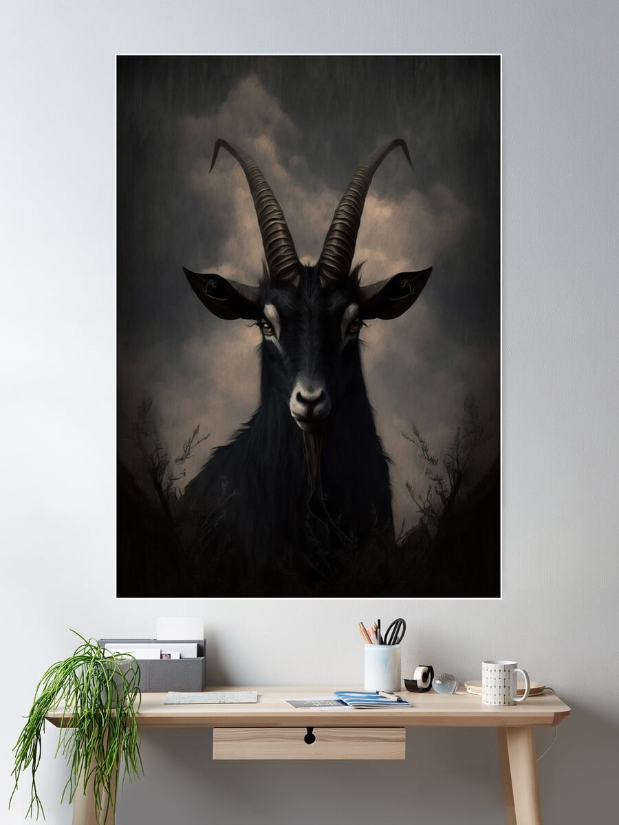 Omen - Gothic Goat Artwork Poster Wall Art, Modern Wall Decor For ...