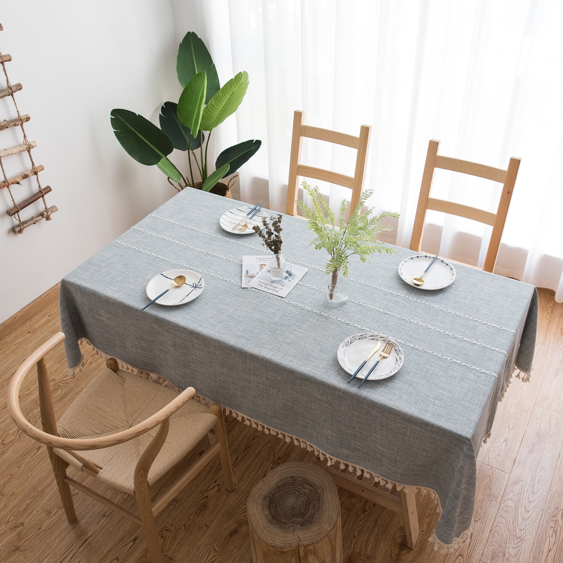 Omeoer Table Cloth – Fitted Table Cover for 6 Foot, 8 Foot and other ...