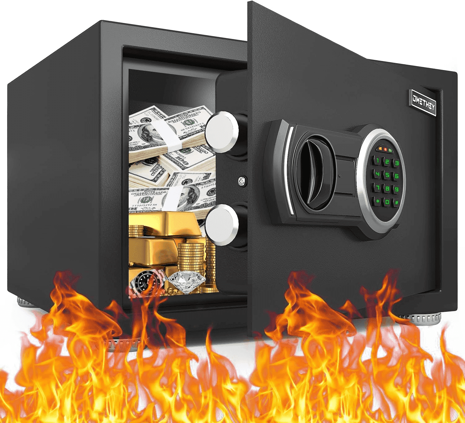 Omethey 0.5 Cub Small Safe Box, Money Safe with Backlit Digital Keypad ...