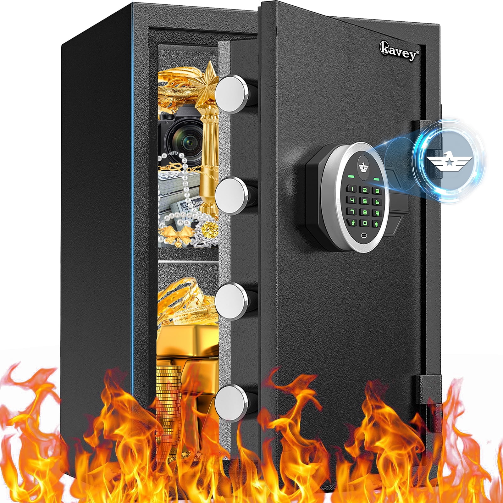 Omethey 2.3 Cub Fireproof Safe, Large 30 Minutes Fireproof Safety Box ...