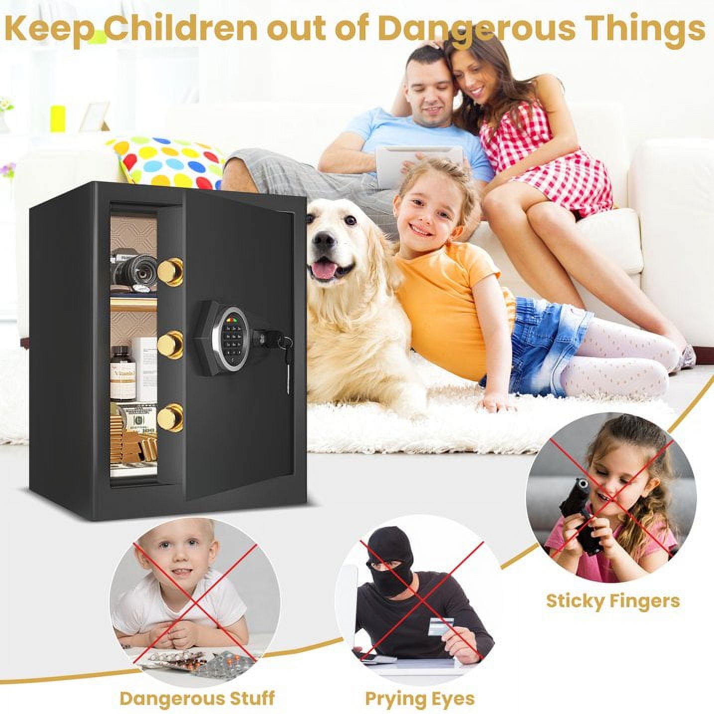 Omethey 2.3 Cub Large Safe Box, Home Safe Box with LED Light and ...